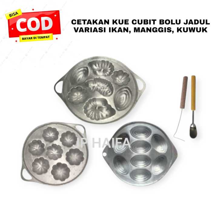 Cetakan kue cubit / bolu jadul variasi ikan, kuwuk dan manggis gratis ...