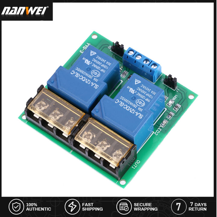 NANWEI 2-Channel DC 12V 30A Relay Board Module Optocoupler Isolation High/Low Trigger | Lazada PH