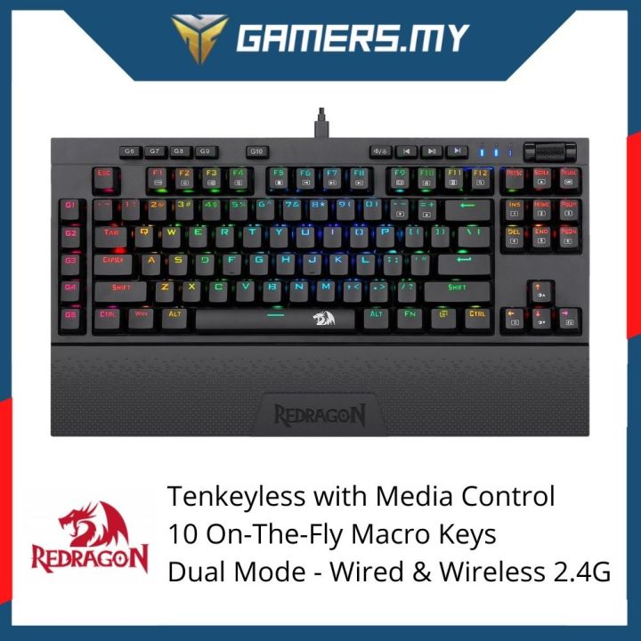 Redragon K596 Vishnu 2.4G Wireless RGB Mechanical Gaming Keyboard 87 ... Redragon K596 Vishnu 2.4G Wireless RGB Mechanical Gaming Keyboard 87 ...