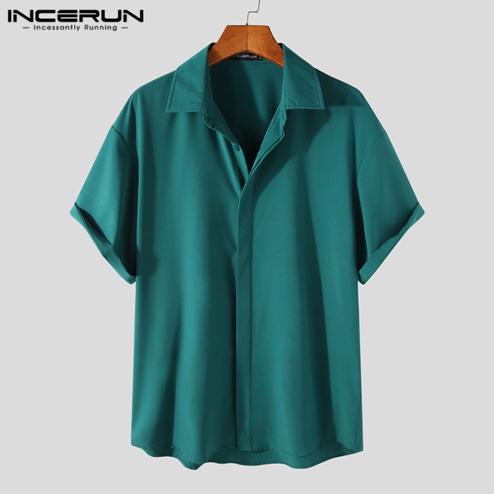 Medussa INCERUN Mens Short Sleeve T Shirt Collared Formal Fit Blouse ...