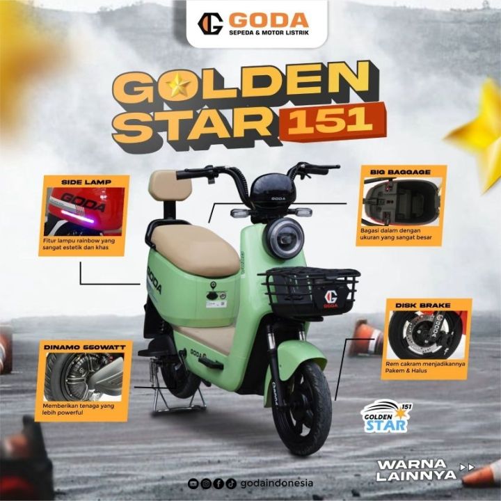 Sepeda Listrik Goda Golden Star 151 48V/12AH | Lazada Indonesia