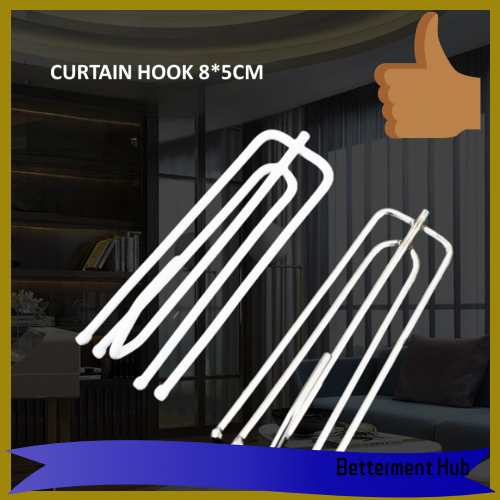 (15pcs) Stainless Steel Curtain Hooks 4 Prong Hooks Pleat Curtain ...