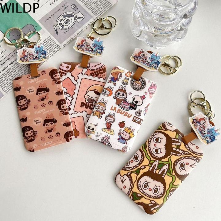 WILDP with Keychain Pendant Labubu Time Bus Card Holder ABS Protective ...