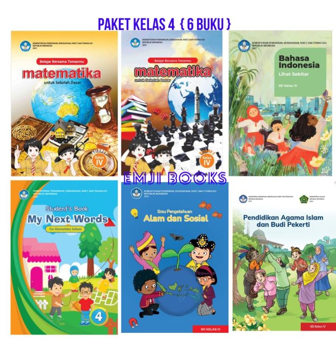 Paket Buku Kurikulum Merdeka Kelas 4 Matematika vol 1 & 2 Bhs Indonesia Inggris IPAS & agama ...