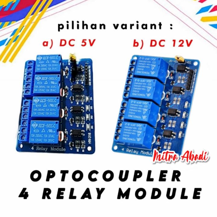 Optocoupler 4 Channel Relay Module DC 5V / DC 12V | Lazada Indonesia