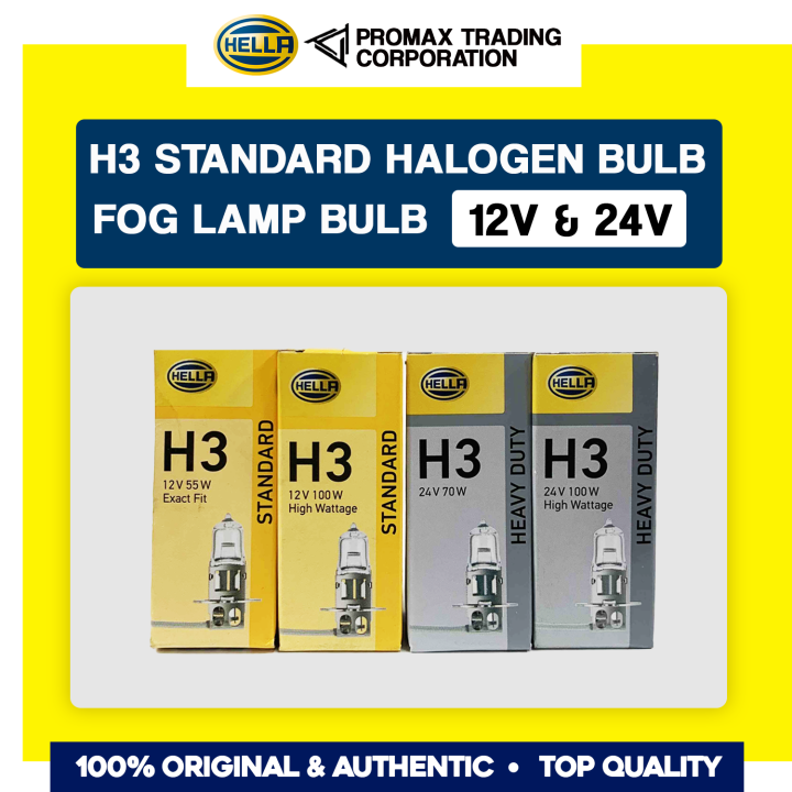 HELLA H3 Standard Halogen Bulb 12V & 24V (55W 70W 100W) Fog Lamp Light ...