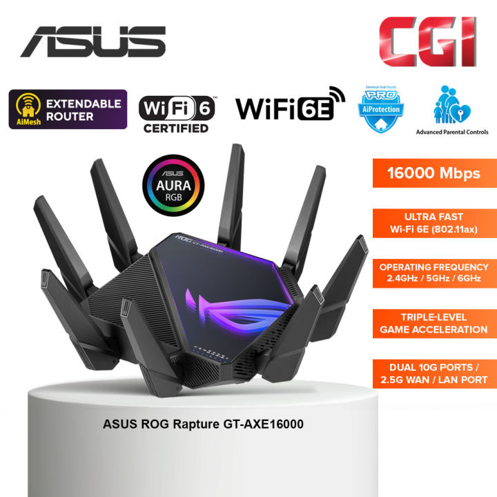 Asus ROG Rapture GT-AXE16000 Quad-band WiFi 6E Gaming Router | Lazada