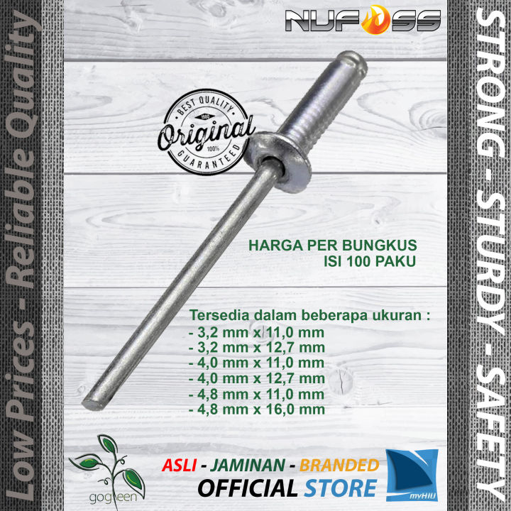Paku Rivet 4,8 x 16,0 mm Isi 100 Paku Ripet Tembak - Riveter Nail ...