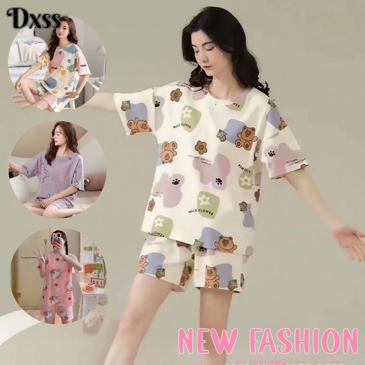 Womens Pajama Sets Bust-Padded Pyjamas Female Cartoon Sleepwear Female ...