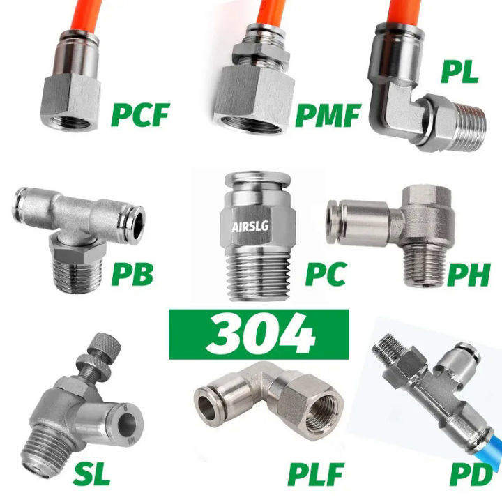304 stainless steel pneumatic hose fittings pc PCF Pl PLF PB air Tube ...