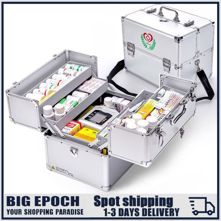 Household Medicine Box Aluminum Alloy Double Open Multi-Layer Medicine ...