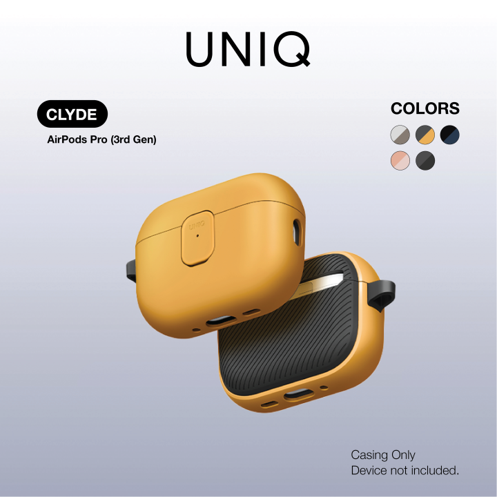 UNIQ Clyde Lock Case For AirPods Pro 3rd Gen - Black Dark Grey/ Yellow ...