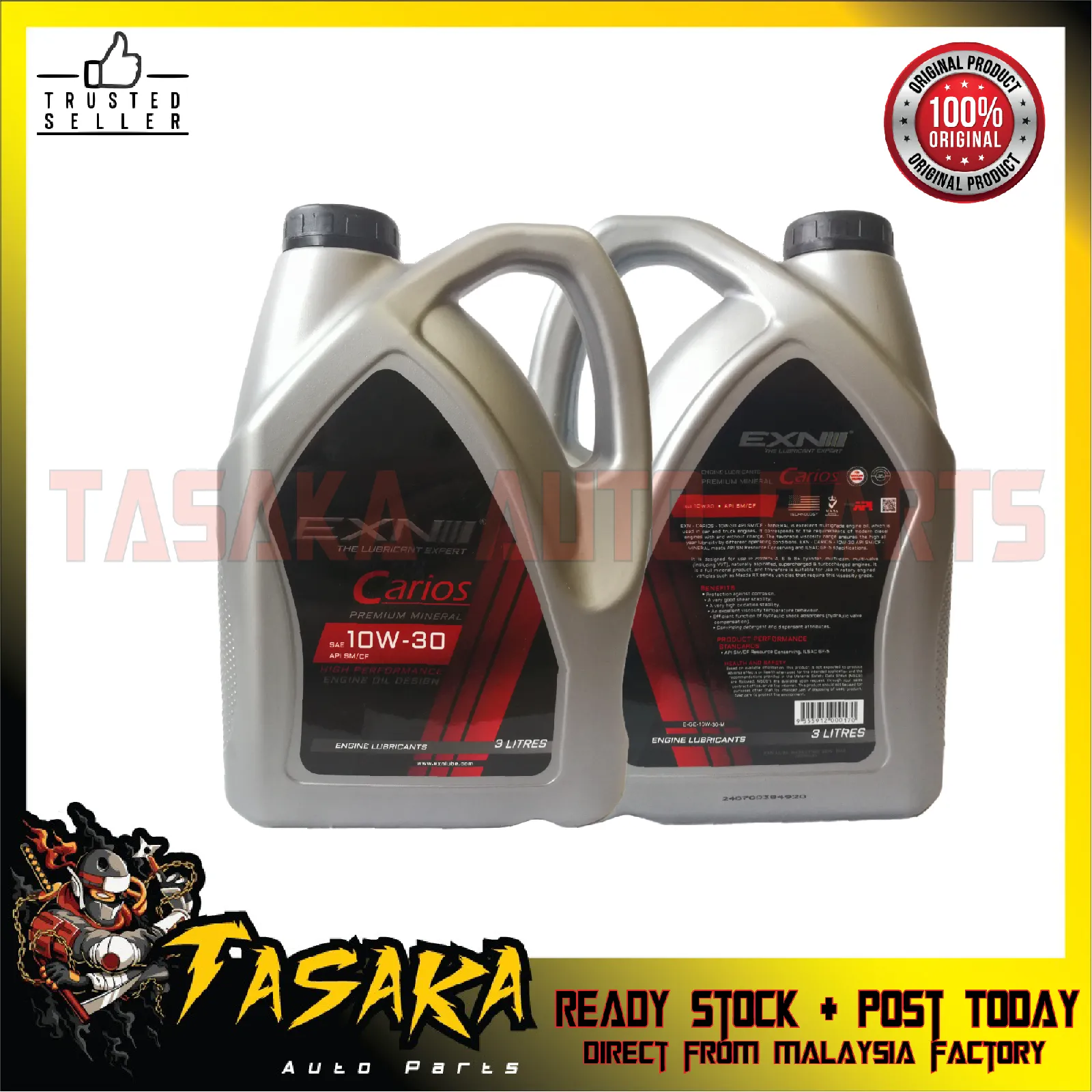 EXN CARIOS SAE 10W-30 HIGH PERFORMANCE PREMIUM MINERAL ENGINE OIL API ...