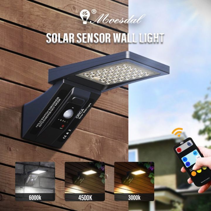 LED Outdoor Solar Wall Light IP65 Waterproof with Remote Control Motion ...