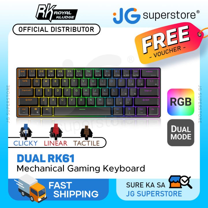 Royal Kludge DUAL RK61 RGB 61 Keys Dual Mode Bluetooth 5.2 and Wired ...