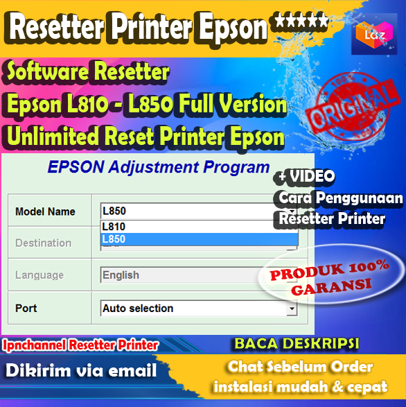 Resetter Epson L810 - L850 Full Version Unlimited Reset Printer Epson | Lazada Indonesia