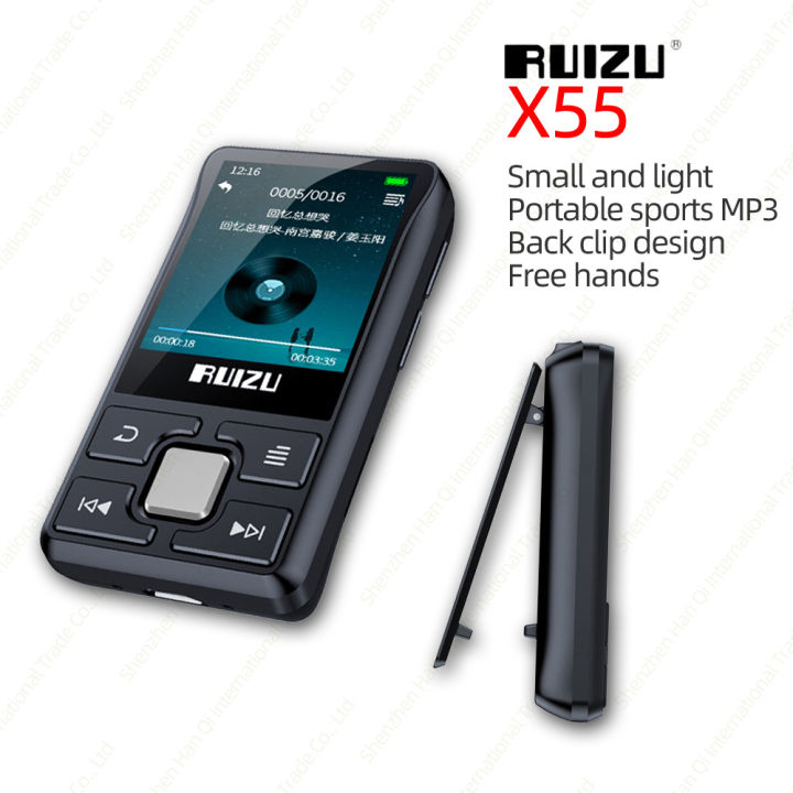 RUIZU X55 Bluetooth MP3 Player Back Clip Design Portable Small Music ...