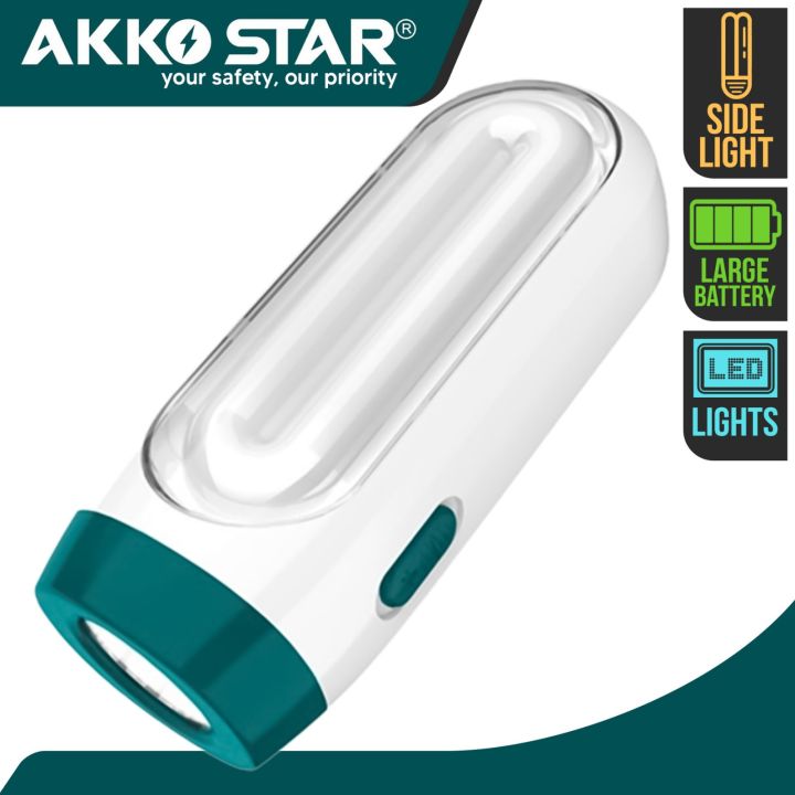 AKKO STAR 2 in 1 Rechargeable LED Emergency Flashlight & Torch (3W + 1W ...