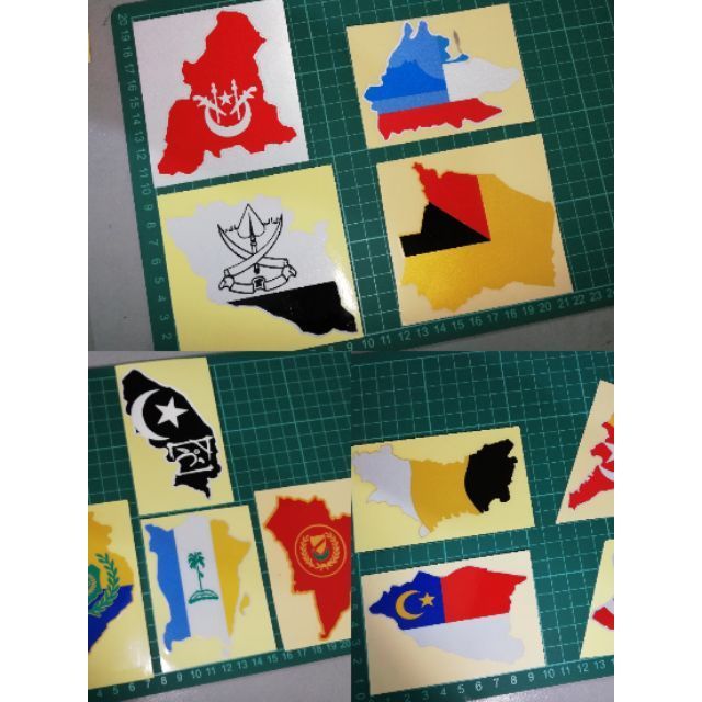 Sticker Bendera Negeri Malaysia Pantul Reflect Potong Sticker Cutting ...