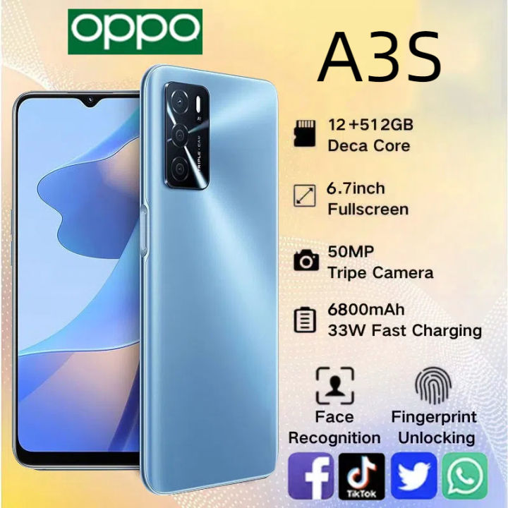 Smartphone OPP0 A3S 6.7 Inch 12GB+512GB 6800mAh Learning Phone Android ...