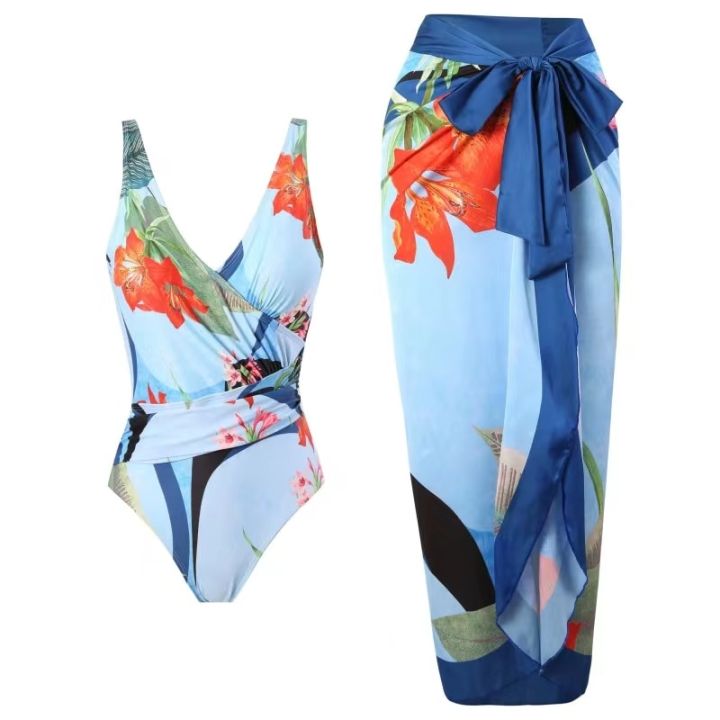 2023 New 2pcs/set Beach Swimwear Retro Swimming Bikini Suit One-piece ...