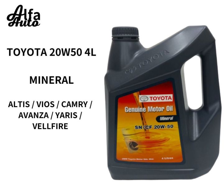 Toyota 20W50 Engine Oil 4L Minyak Hitam 20W-50 Mineral Minyak Enjin ...