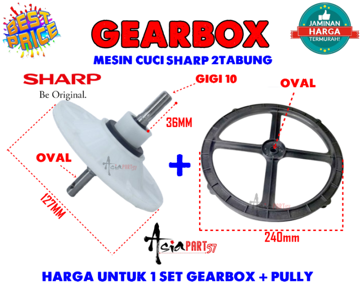 GEAR BOX MESIN CUCI 2 TABUNG SHARP NON PULI TIPIS | GEARBOX / GIRBOX ...