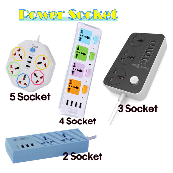 [Ready Stock] Universal Power Socket Extension With USB Ports Power ...