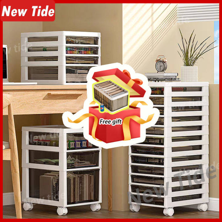 【Free gift】Multi-Layer Desk Organizer with Wheels Home Office File ...