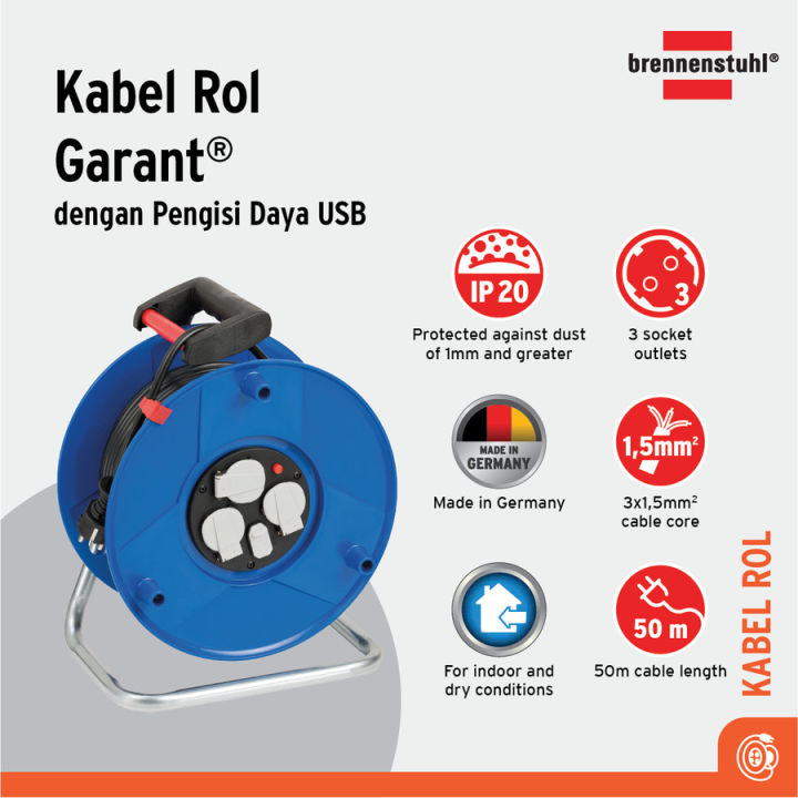 Brennenstuhl Garant Cable Reel / Kabel Roll / Rol / Gulung / Olor Stop ...