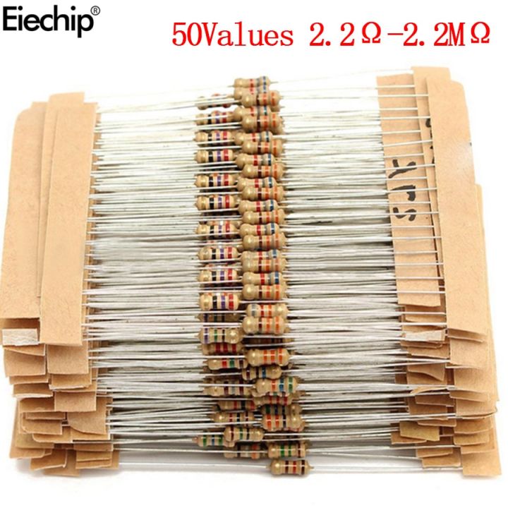 1000 PCS 1/4W Resistors Assorted Kit 0.25W Carbon Film Resistance Set 2 ...