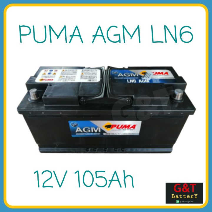 PUMA AGM LN6 แบตเตอรี่รถยนต์ 105Ah รองรับระบบ ISS แบตแห้ง DIN110 แบตรถยุโรป แบตเตอรี่ BMW ...