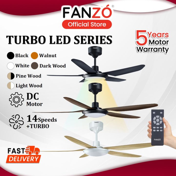 FANZÓ Turbo LED 5 Blades DC Motor Ceiling Fan With Light 24 Speeds ...