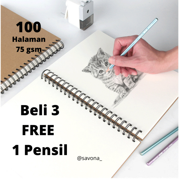 [Beli 3 FREE 1 pensil] Sketchbook Buku Note Book Aesthetic Notebook ...