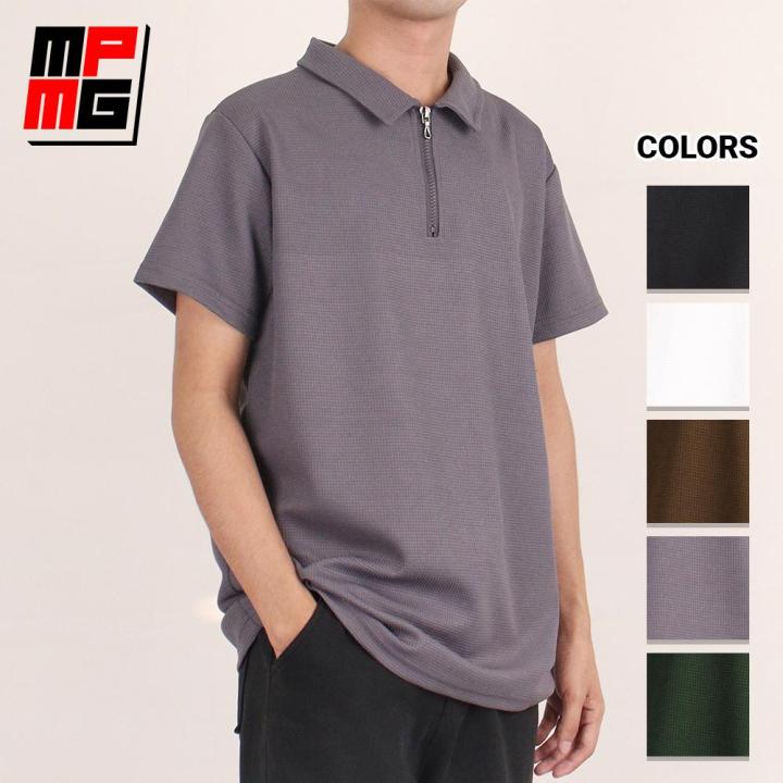 MPMG Waffle Knitted Zipper Polo Shirt For Men And Women | Lazada PH