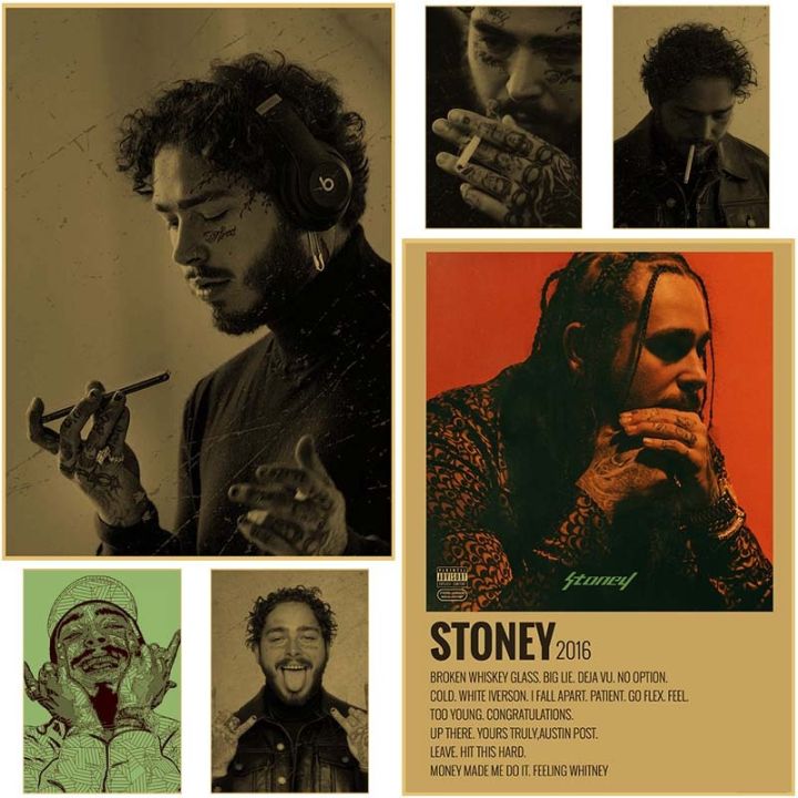Pop Rapper Singer Post Malone Poster Retro Kraft Paper Hip Hop Music ...