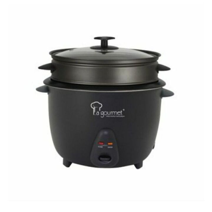 La gourmet 0.6L Rice Cooker with Non-stick Steamer - Coal Black | Lazada