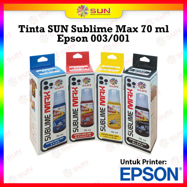 Tinta Sablon SUN Sublime Max Printer Epson Tipe 003/001/057/664 70 ml ...