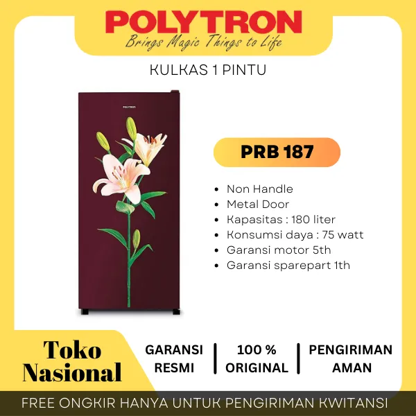 [Cianjur] Kulkas POLYTRON Kulkas 1 Pintu PRB 187 Kapasitas 180 Liter ...