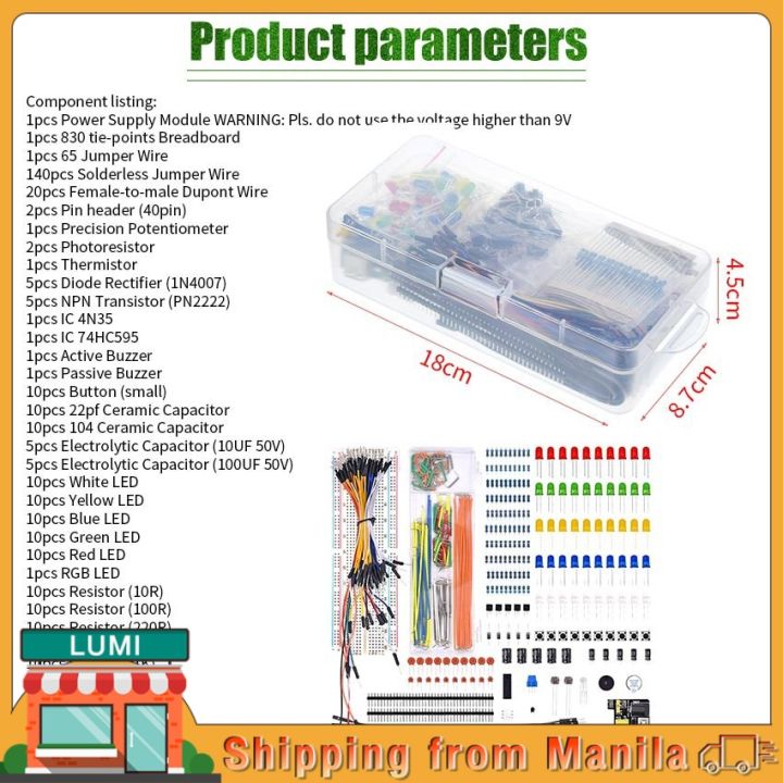 【24hours delivery】 Electronic Fun Kit Electronic Component Basic Starter Kit Include Power ...