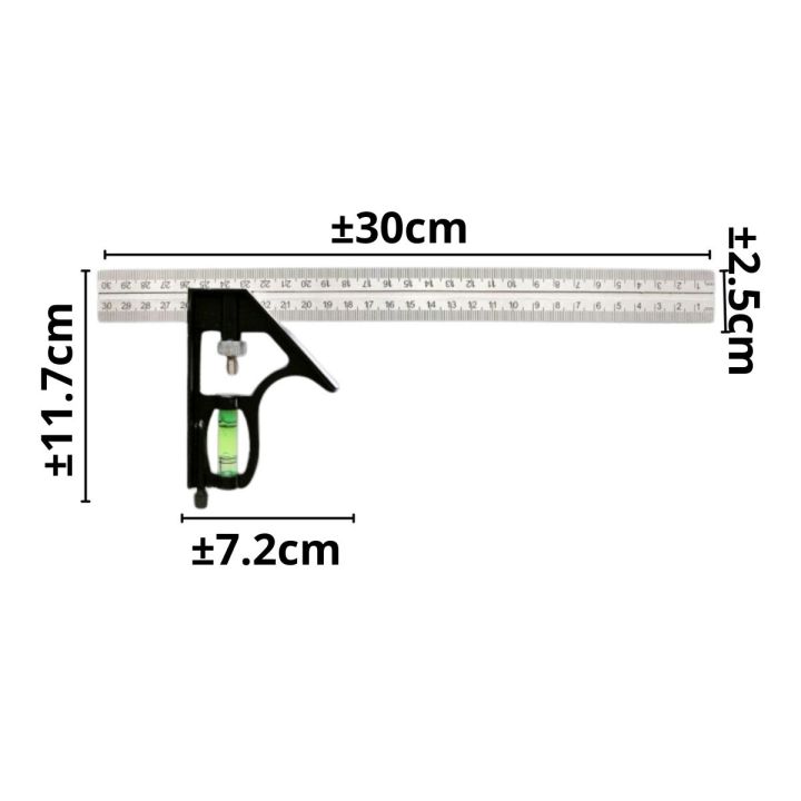 Penggaris Siku L Waterpass Kombinasi Square Ruler Sudut Presisi Ukur ...