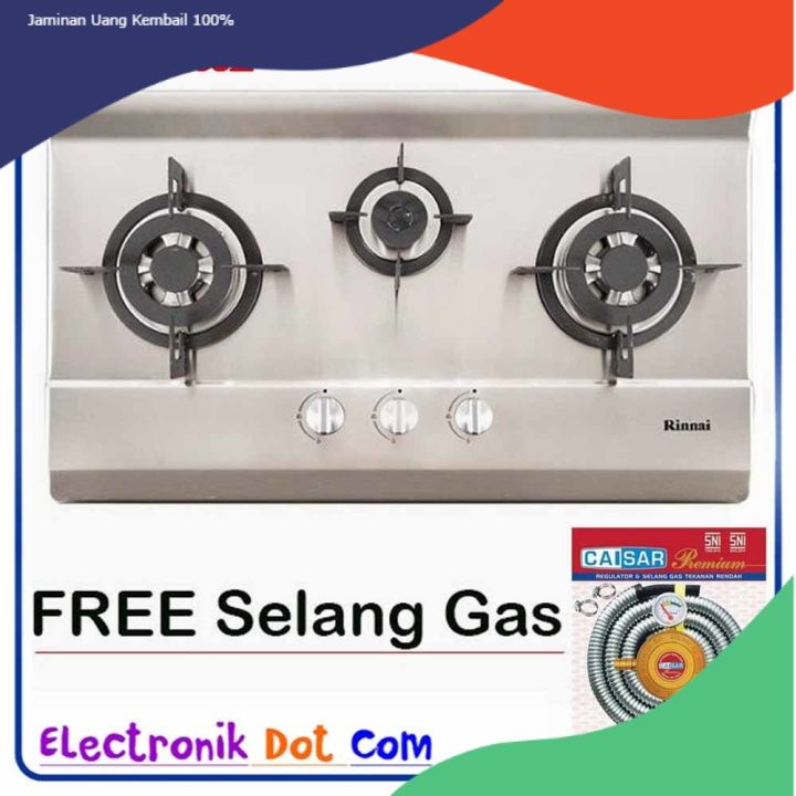 RINNAI Kompor Gas Tanam 3 Tungku RB-713-NS - Stainless JAPAN QUALITY | Lazada Indonesia