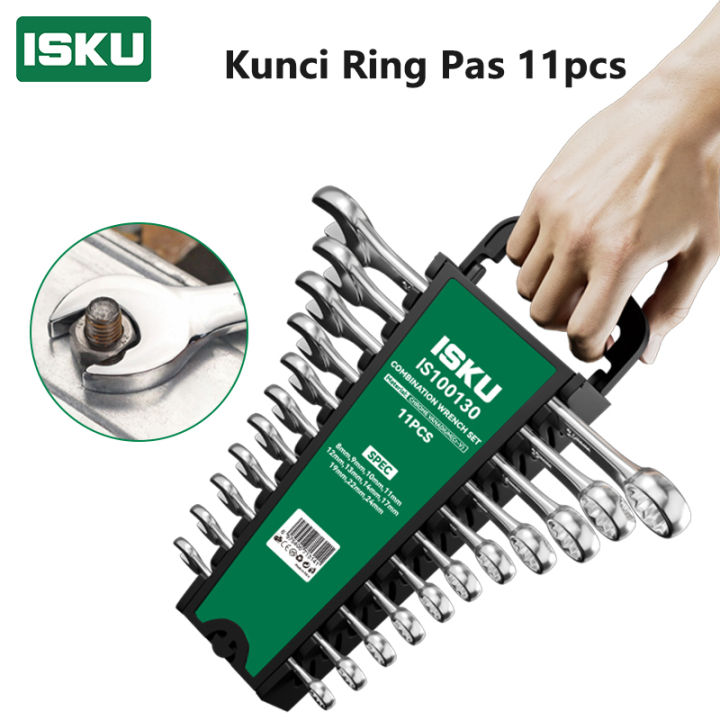 ISKU kunci ring pas set 11 pcs Chrome Vanadium Combination Wrench 8 9 ...