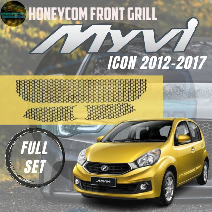 Perodua Myvi ICON Ready Cut Honeycomb Grill Full Set Top Bottom | Lazada