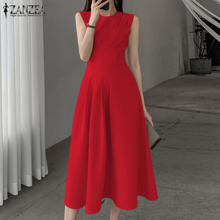 ZANZEA Korean Style Women's Sleevelss A Line Long Dress Evening Wedding ...