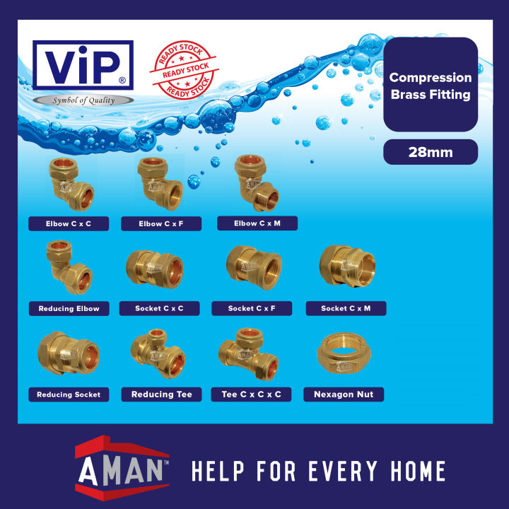 ViP 28mm Compression Brass Fittings Pipe Fitting Equal CC Reducing ...