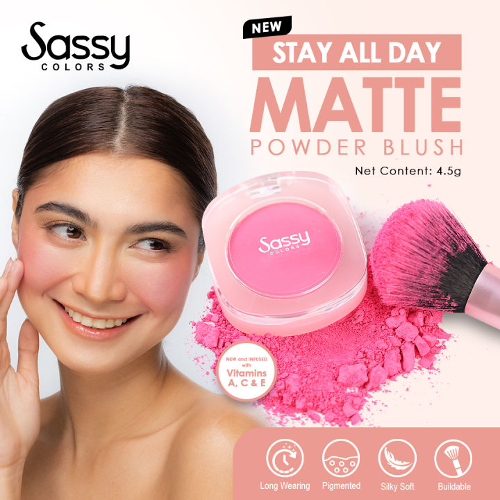 Sassy Colors Stay All Day Matte Powder Blush Makeup Long Lasting ...