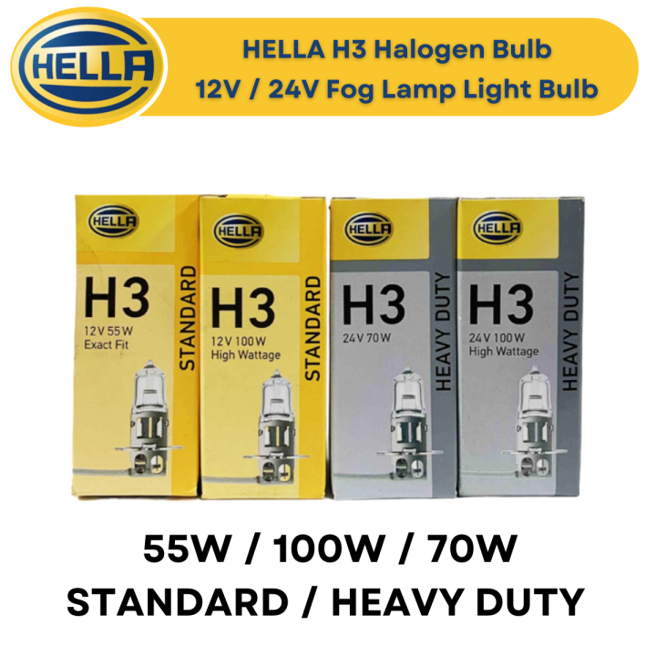 Hella H3 Halogen Bulb 12V & 24V (55W 70W 100W) Fog Lamp Light Bulb ...
