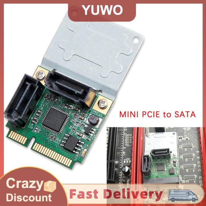 YUWO Mini PCI-Express To 2 Ports SATA 3.0 Expansion Adapter Card Mini ...