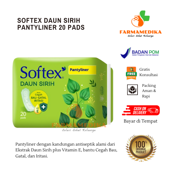 SOFTEX DAUN SIRIH PANTYLINER 20 PADS | Lazada Indonesia